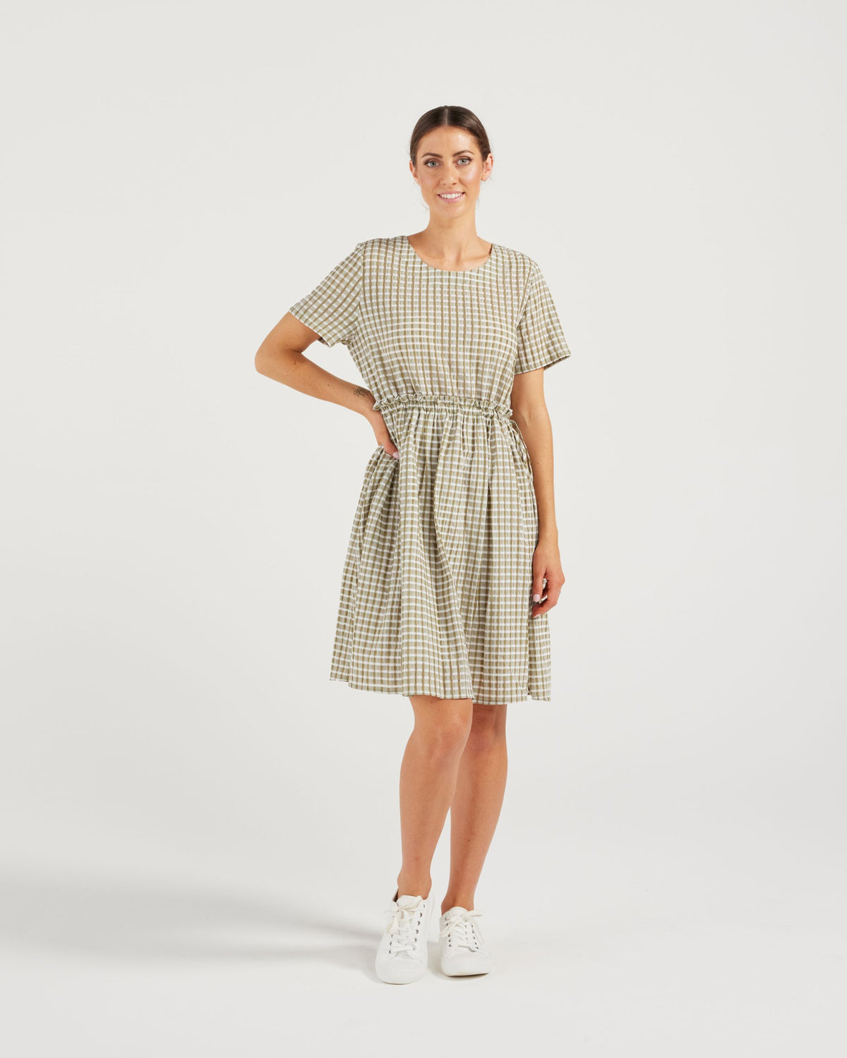 Taylor Dress (olive/white) | Et Alia NZ